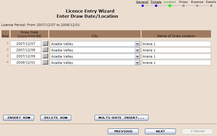 Draw Dates and Location